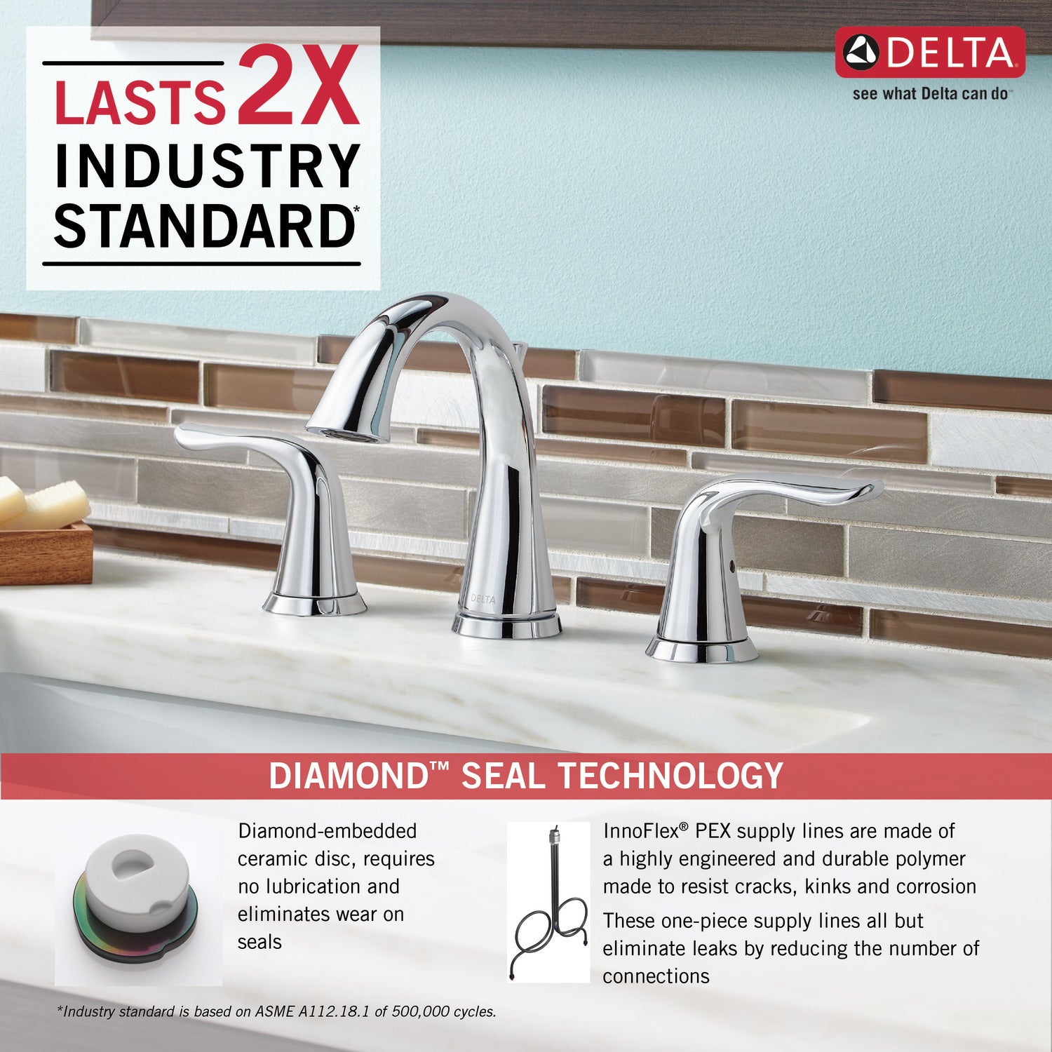 Delta 3538-MPU-DST Lahara Widespread Bathroom Faucet - Chrome ...